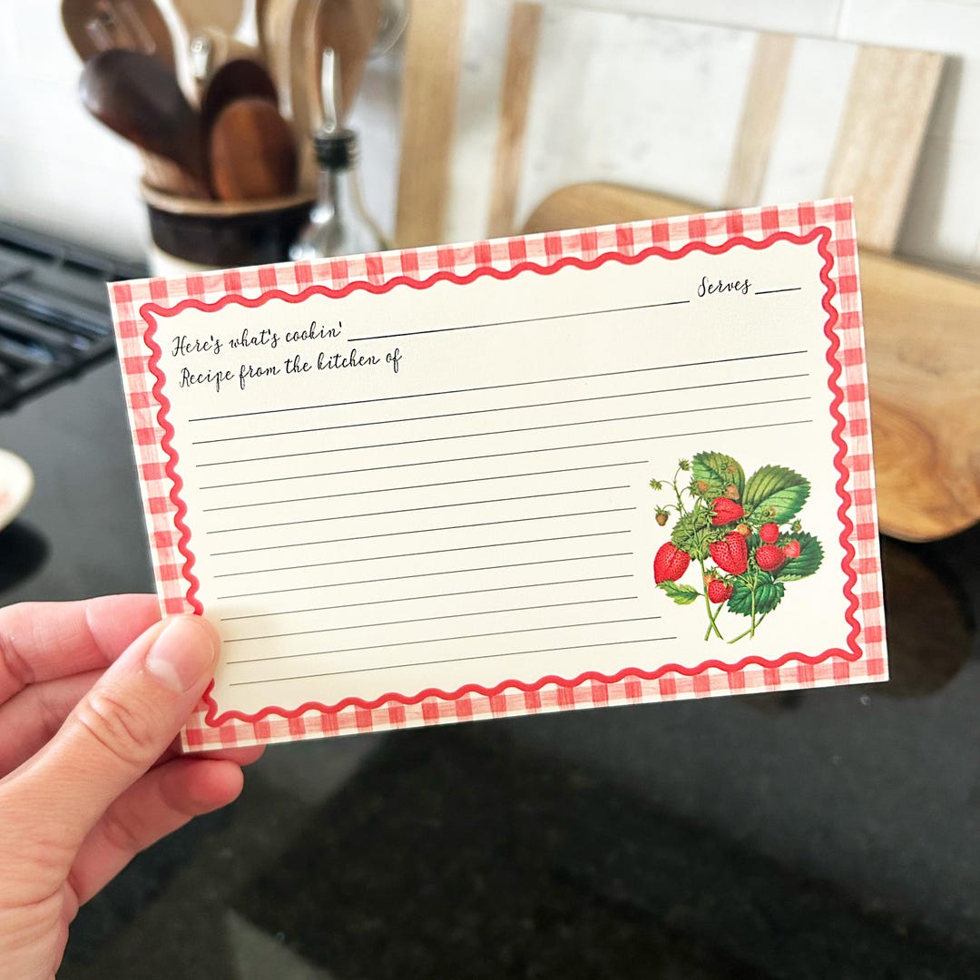 Vintage Recipe Cards Blank | Printable Retro Kitchen Gift for Christmas ...