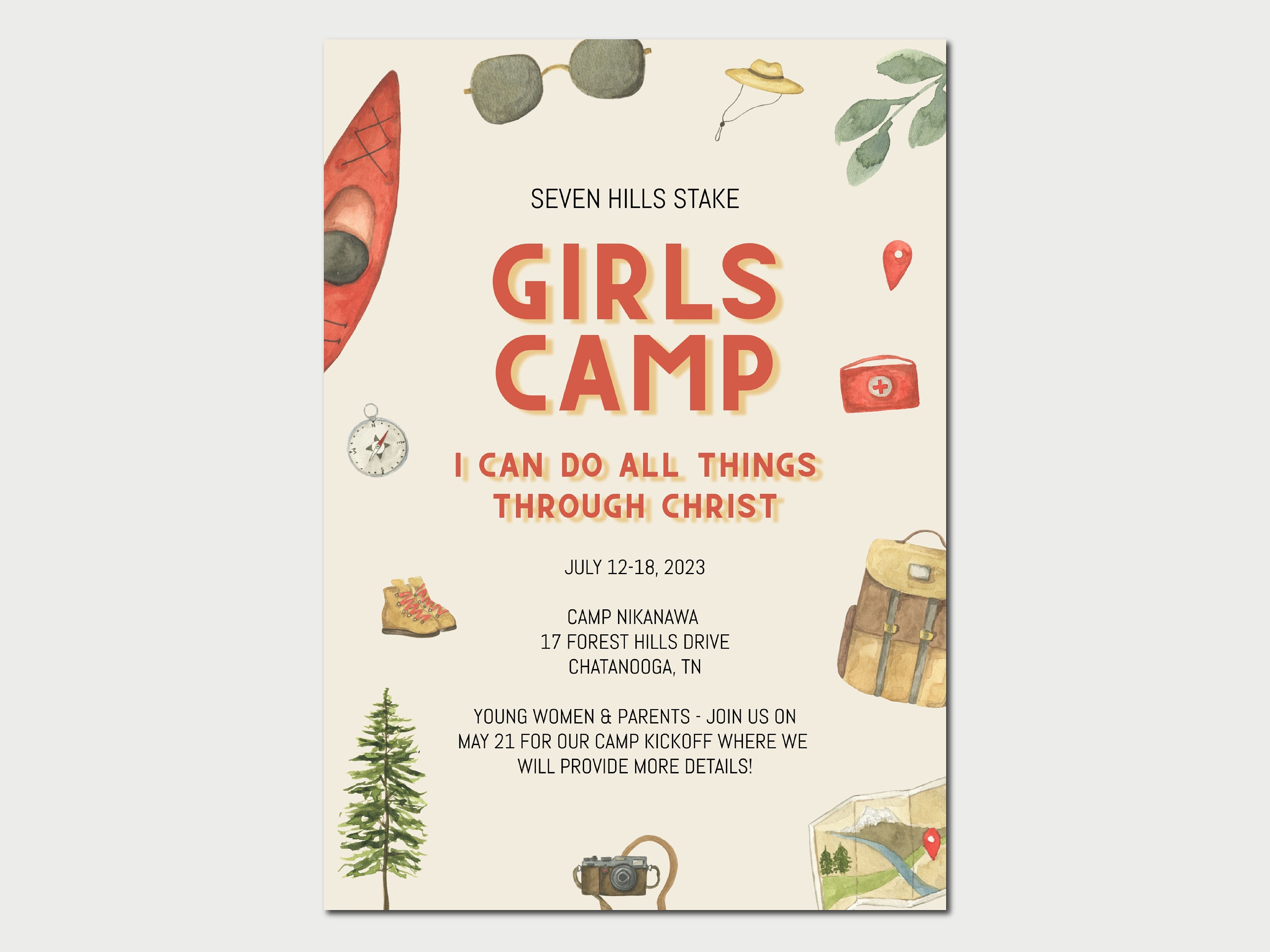LDS Girls Camp Invitation Young Women's Camp Invite Girls Camp Invite ...