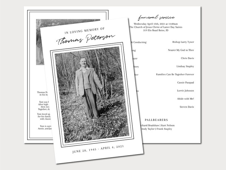 LDS Funeral Program Memorial Service Program Order of | Etsy