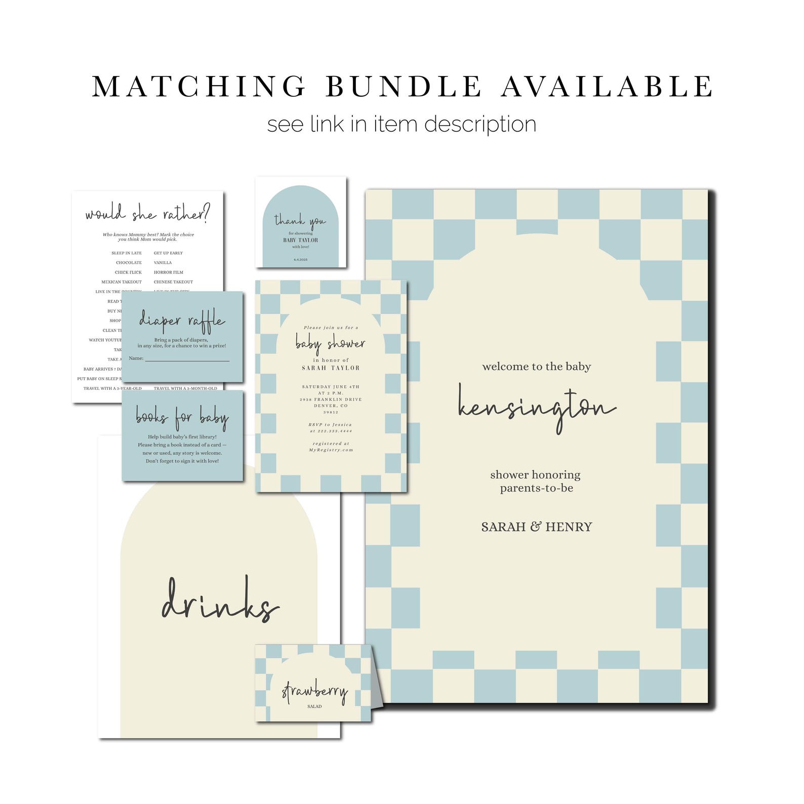 Blue Checker Baby Shower Invitation Retro Checkered Blue Baby Shower ...