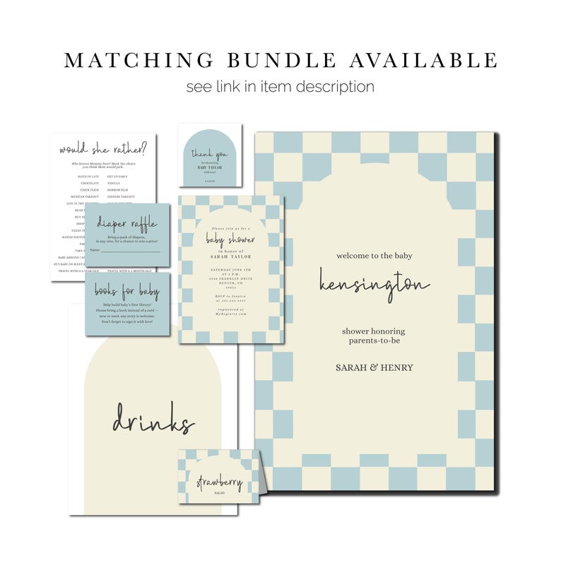 Blue Checker Baby Shower Invitation Retro Checkered Blue Baby Shower ...