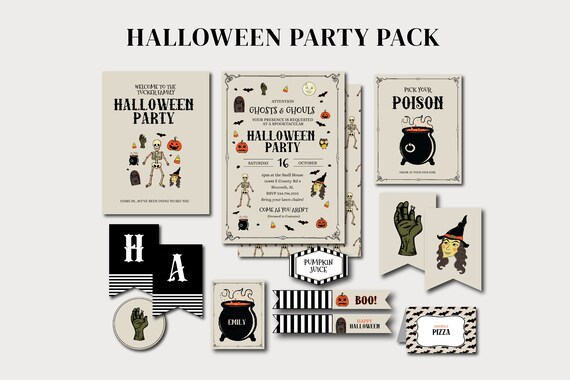 Halloween Party Pack Printables Editable Halloween Bundle - Etsy