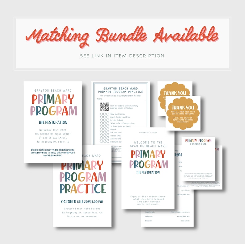 Primary Presentation Program, LDS Primary Presentation Sacrament Program, Editable Template, LDS ...
