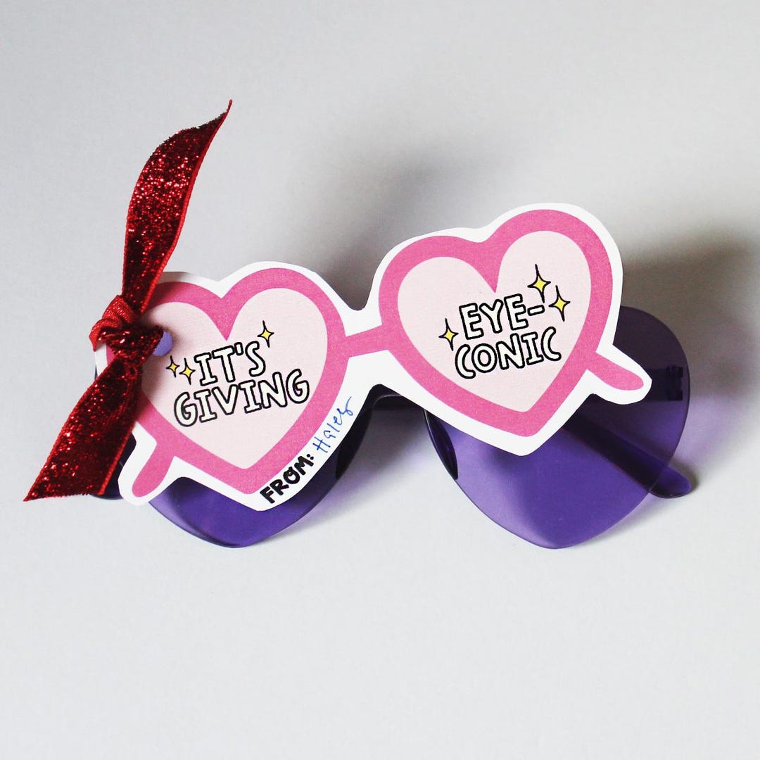 Heart Sunglasses Valentine's Day Card, Classroom Valentine Printable ...