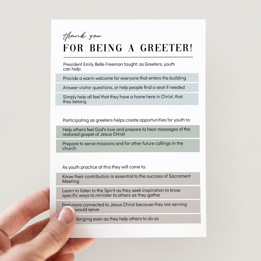 LDS Youth Greeter Handout | Printable Handout for Youth Greeter Sunday ...
