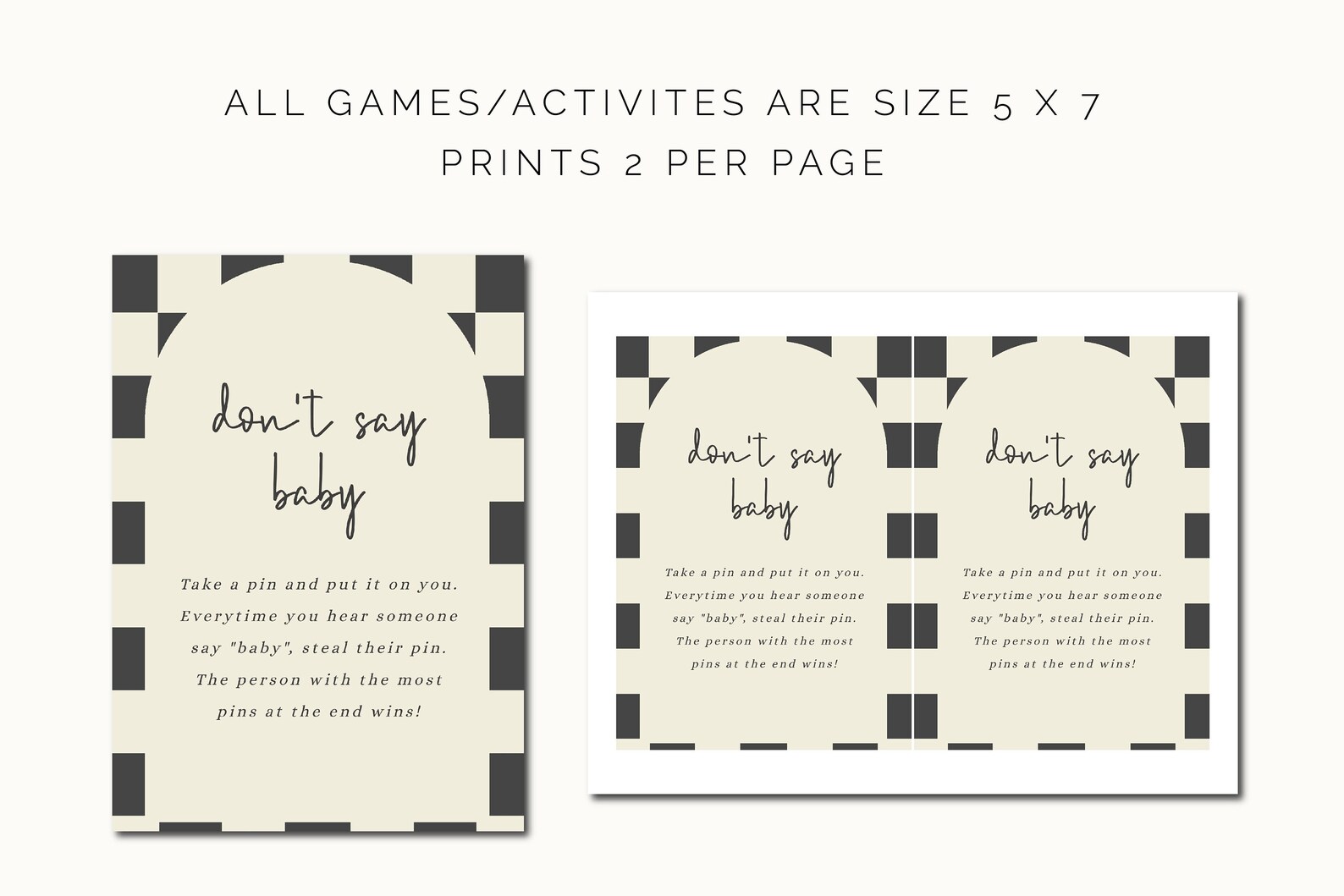 Checkers Baby Shower Game Bundle Checkerboard Baby Shower Check Baby ...