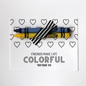 Crayon Valentine Tags Coloring Gift Tags Classroom - Etsy