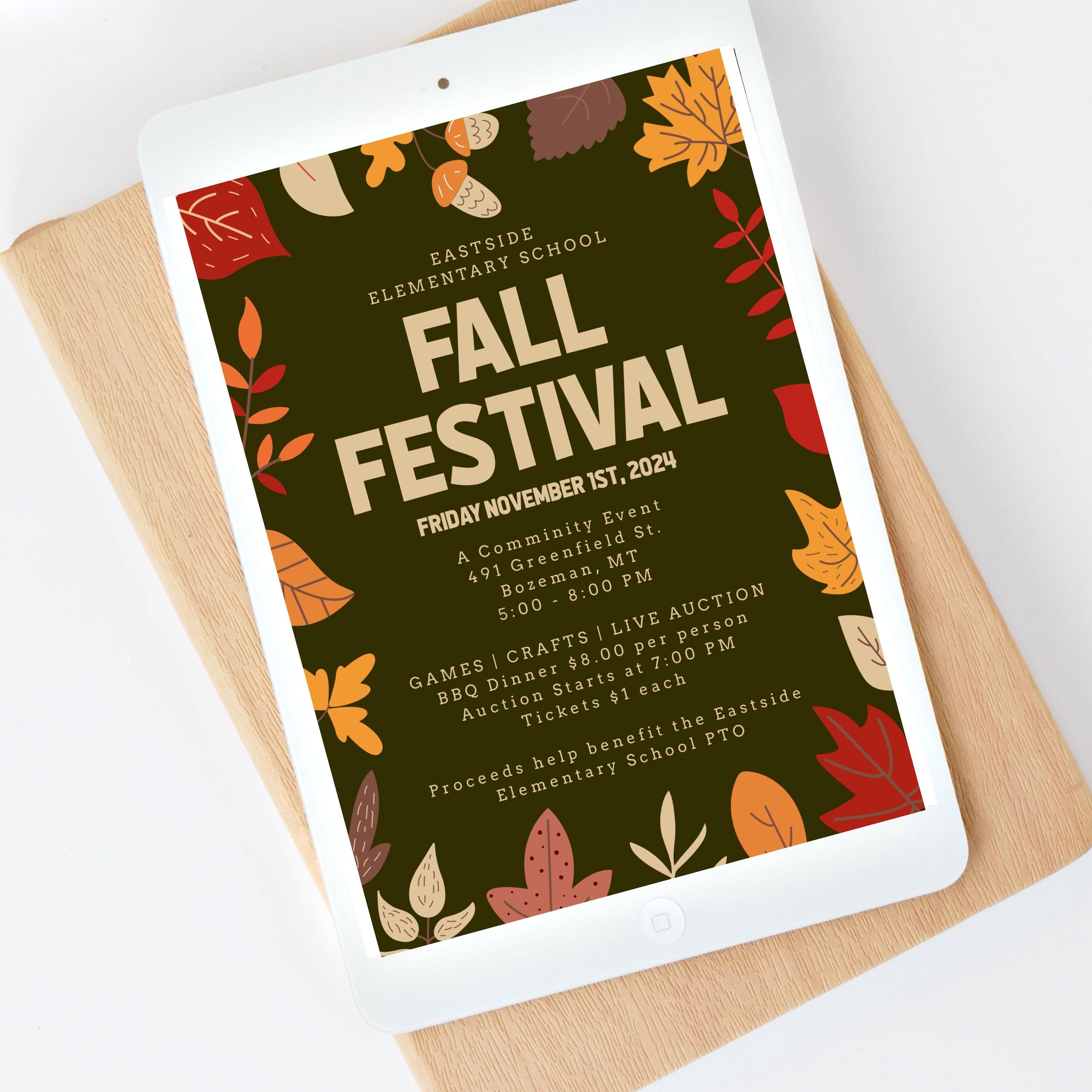 Editable Fall Festival Flyer, Autumn Harvest School Fundraiser Event ...