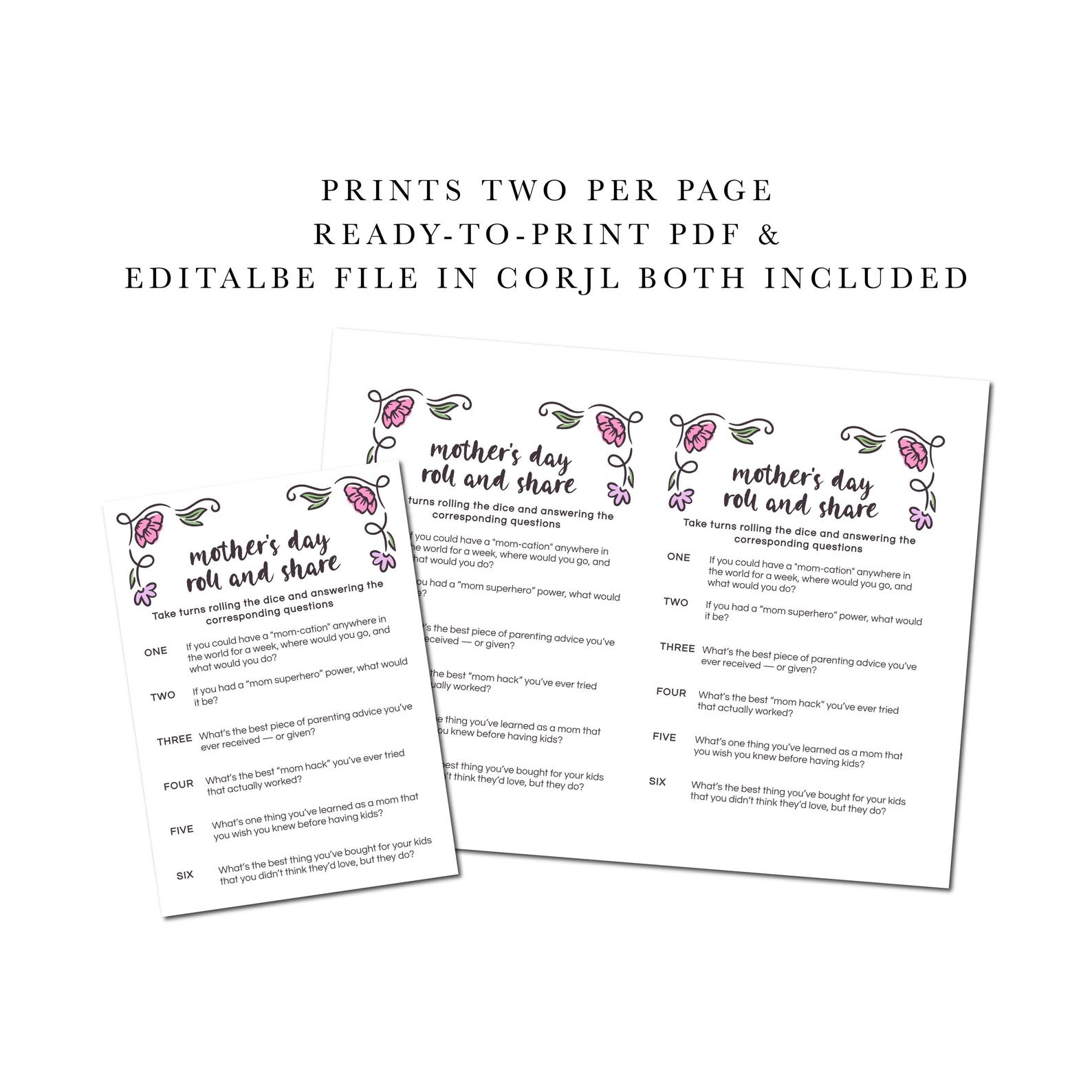 Mother's Day Games Printable Roll and Share Game Instant Download Party ...