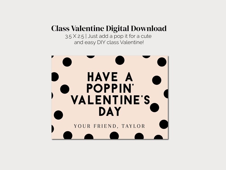 Pop It Valentine Tags, Popper Gift Tags, Classroom Valentine, Kids ...