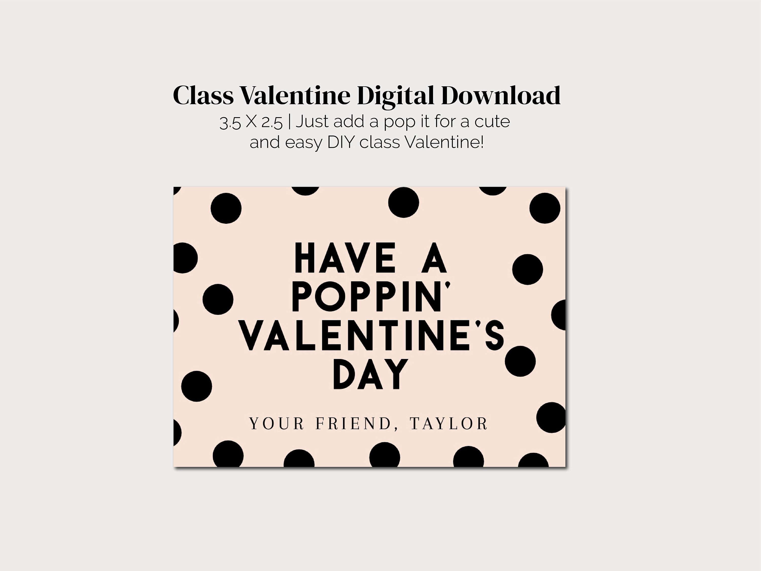 Pop It Valentine Tags, Popper Gift Tags, Classroom Valentine, Kids ...