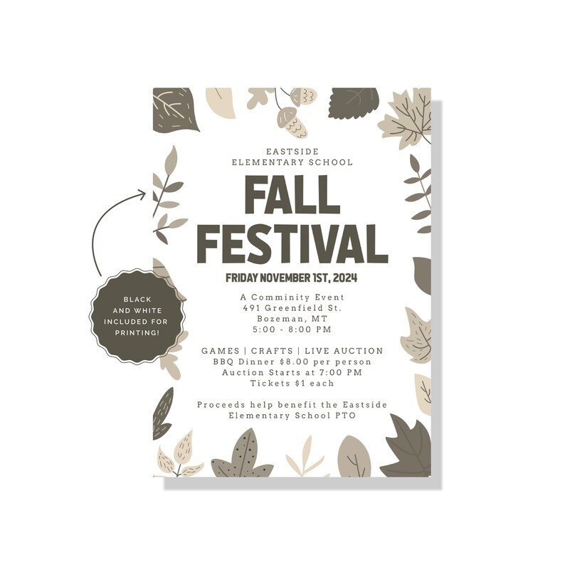 Editable Fall Festival Flyer, Autumn Harvest School Fundraiser Event ...