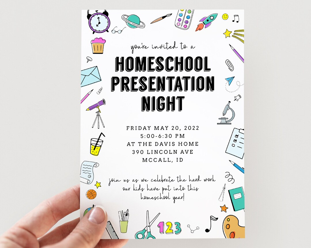 Homeschool Presentation Night Invitation Homeschool Party Invite ...