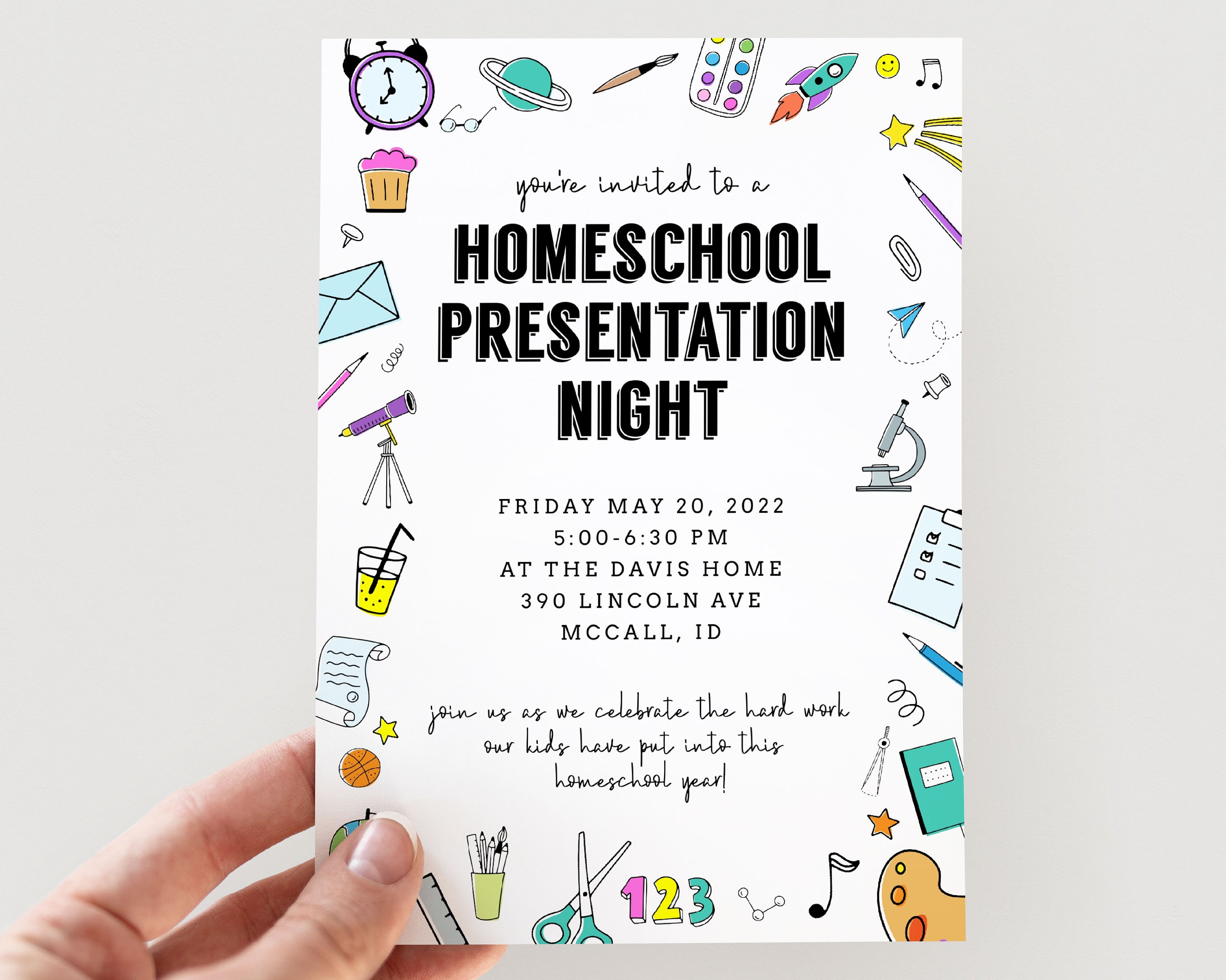 Homeschool Presentation Night Invitation Homeschool Party Invite ...
