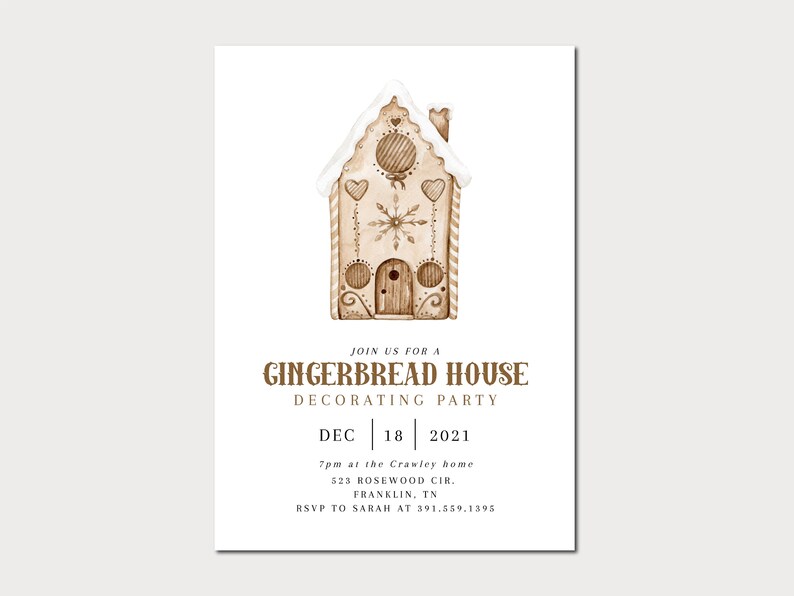 Editable Gingerbread House Decorating Party Invitation | Gingerbread ...