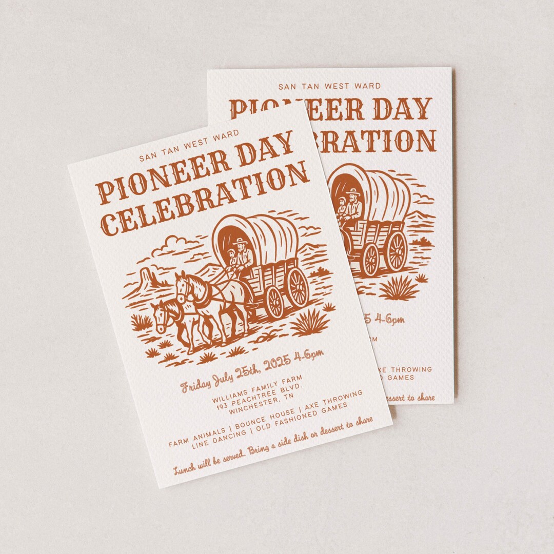 Editable LDS Pioneer Day Celebration Invitation, Pioneer Day Trek ...