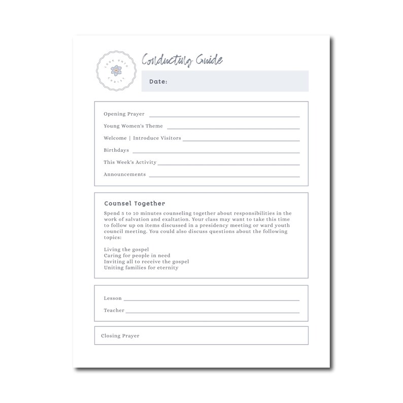 2025 LDS Young Women Conducting Guide, LDS Young Women Printable, YW ...