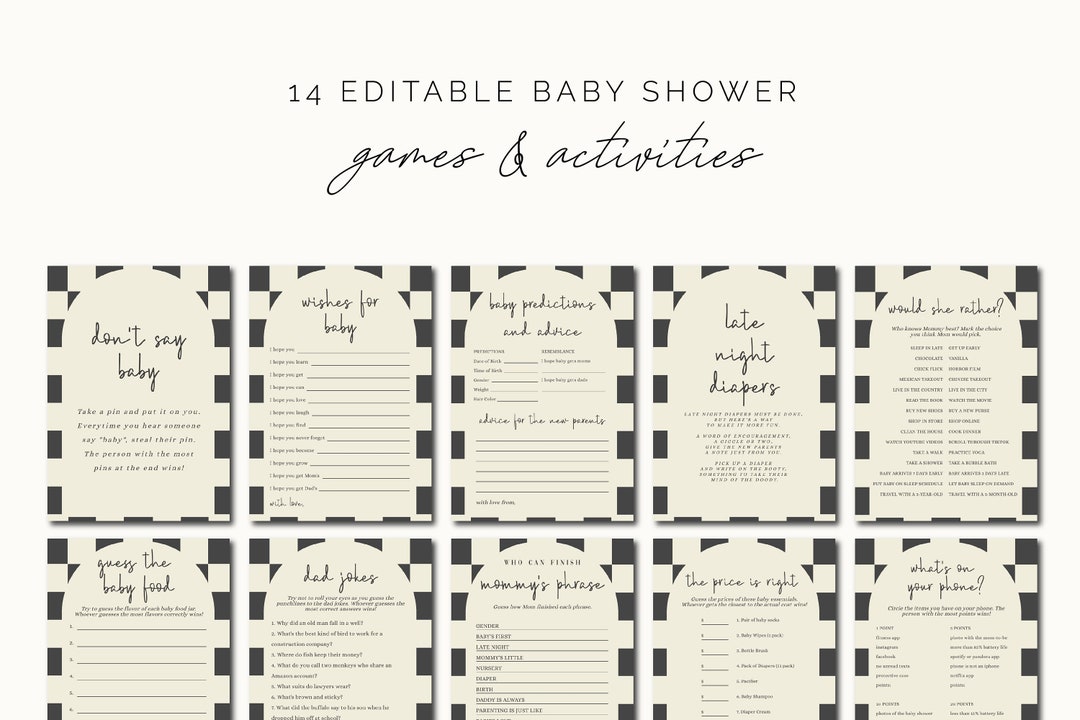 Checkers Baby Shower Game Bundle Checkerboard Baby Shower - Etsy