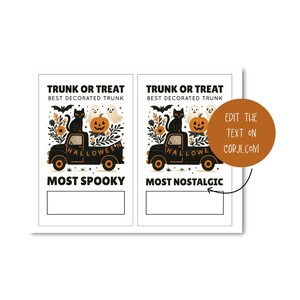 Trunk or Treat Award Certificate, Editable Trunk Decorating Contest ...