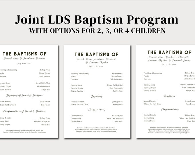 Joint LDS Baptism Program Editable Template LDS Baptism for - Etsy