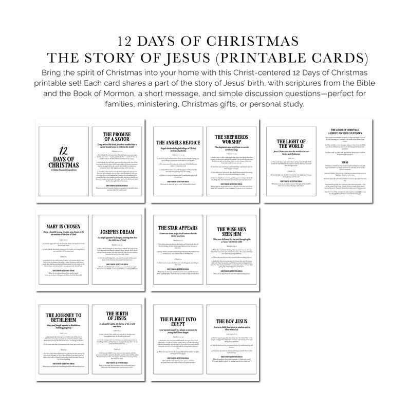 LDS Christmas Study Cards - 12 Day Countdown - Scripture Advent ...
