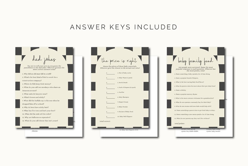 Checkers Baby Shower Game Bundle Checkerboard Baby Shower Check Baby ...