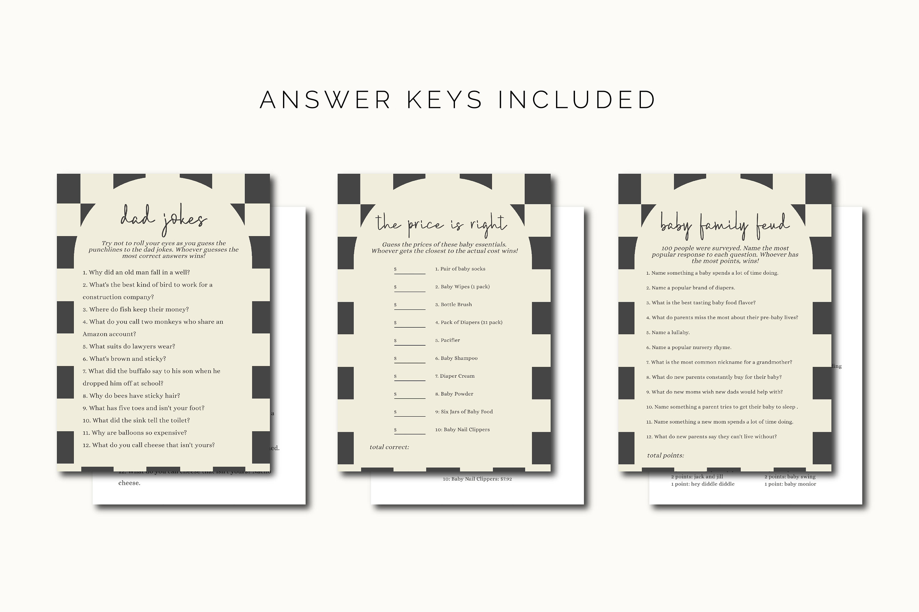 Checkers Baby Shower Game Bundle | Checkerboard Baby Shower | Check ...