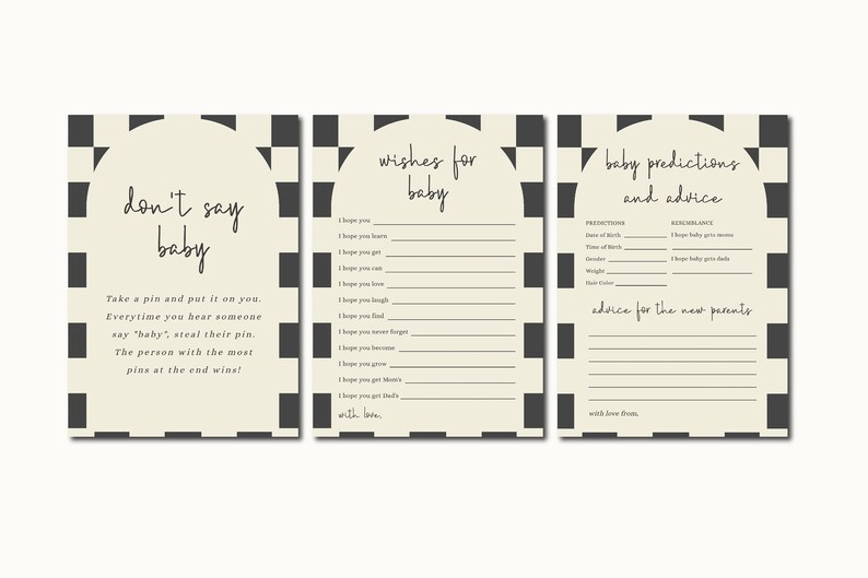 Checkers Baby Shower Game Bundle Checkerboard Baby Shower Check Baby ...