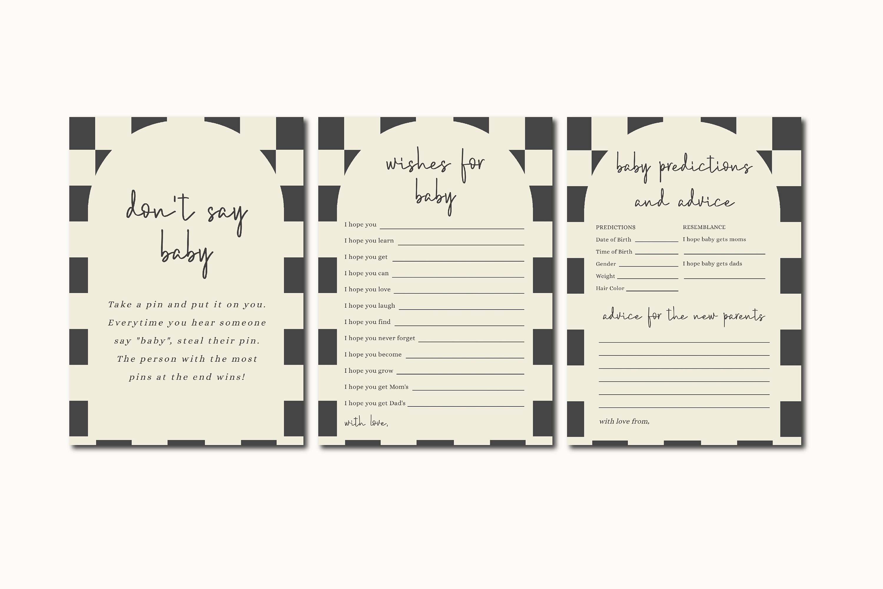 Checkers Baby Shower Game Bundle | Checkerboard Baby Shower | Check ...