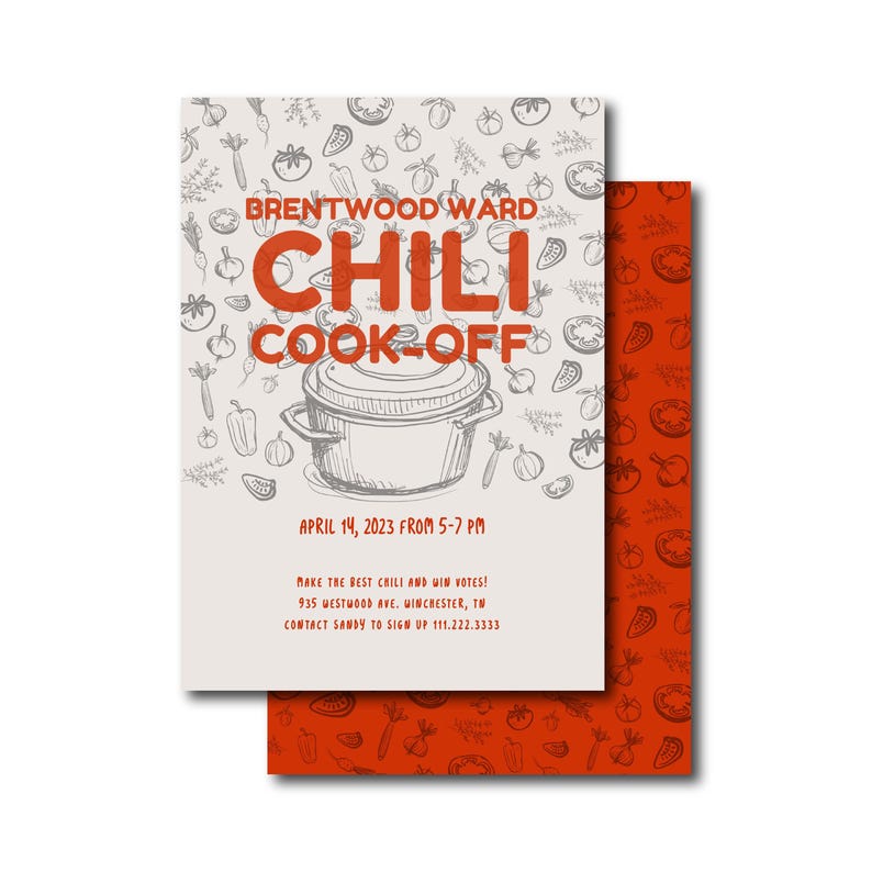 Chili Cook off Flyer | Invitation Digital Download | Chili Cookout ...