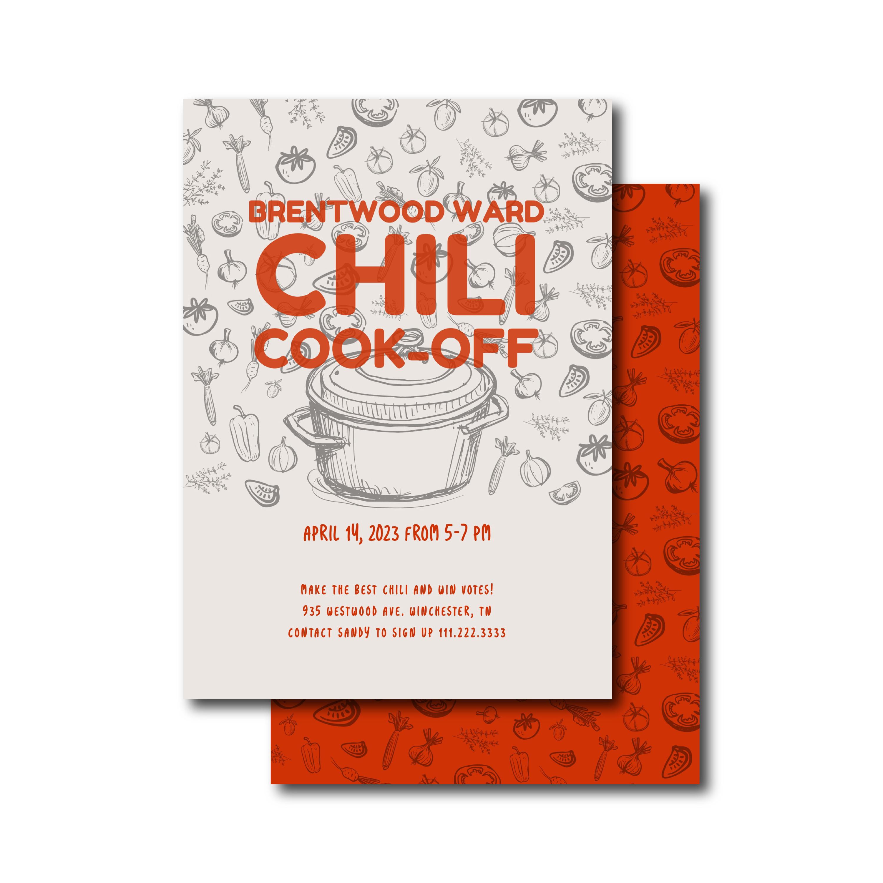 Chili Cook off Flyer | Invitation Digital Download | Chili Cookout ...