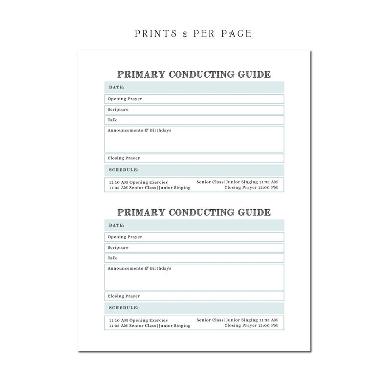 Primary Conducting Sheet Template | LDS Editable Conducting Sheet ...