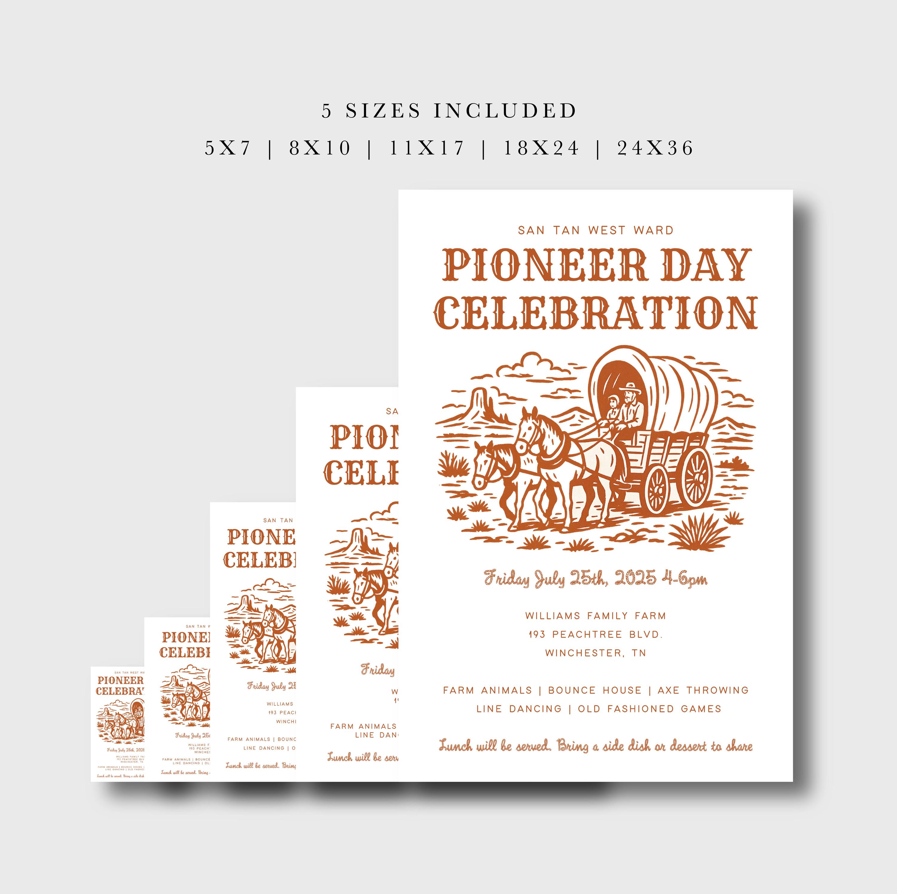 Editable LDS Pioneer Day Celebration Invitation, Pioneer Day Trek ...