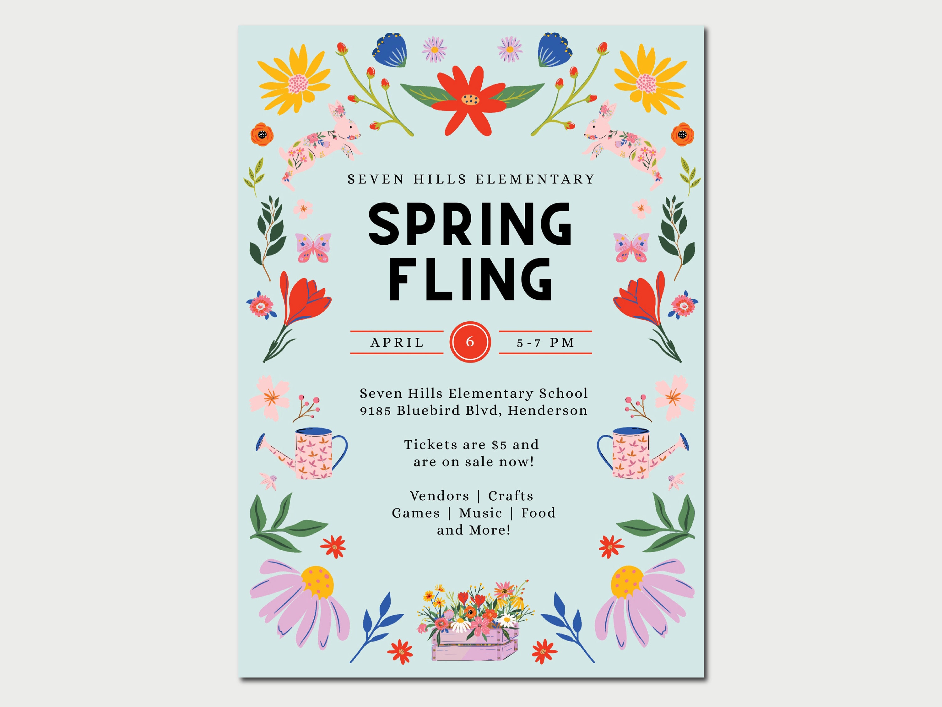 Spring Fling Flyer Kids Spring Fling Party Invitation Editable School ...