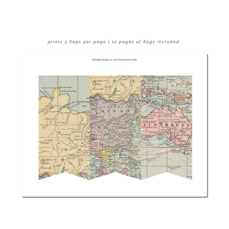 Old World Map Banner Party Decor Antique Map Garland Printable World ...