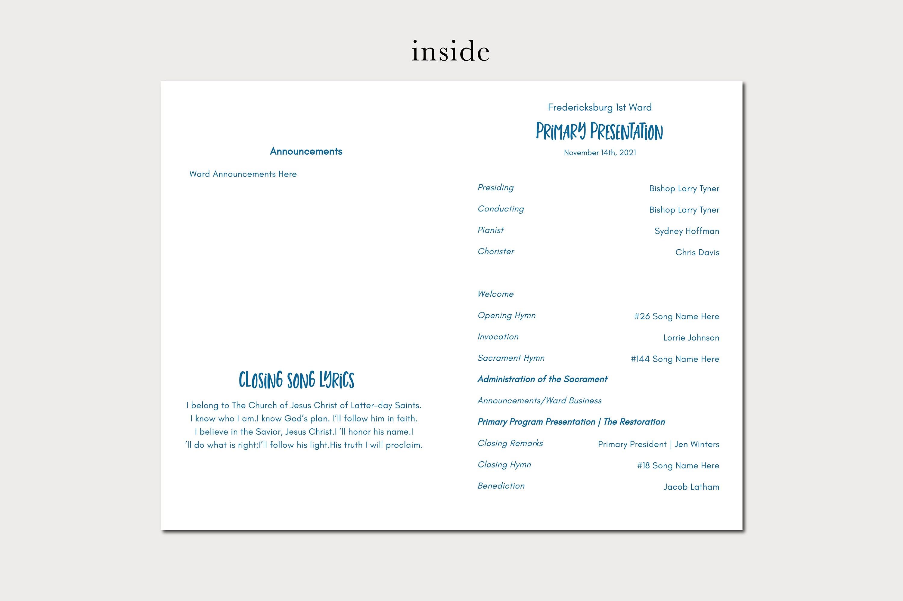 Primary Presentation Bundle LDS Primary Presentation Sacrament Program ...
