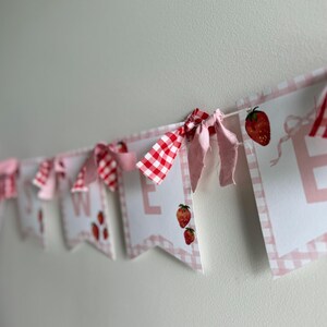 Strawberry Birthday Banner, Berry First Birthday, Editable Strawberry ...