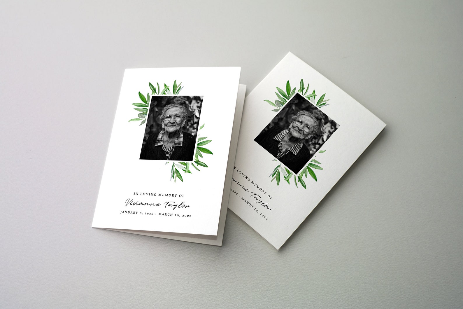 LDS Funeral Program, Greenery Memorial Service Program, Olive Branch ...