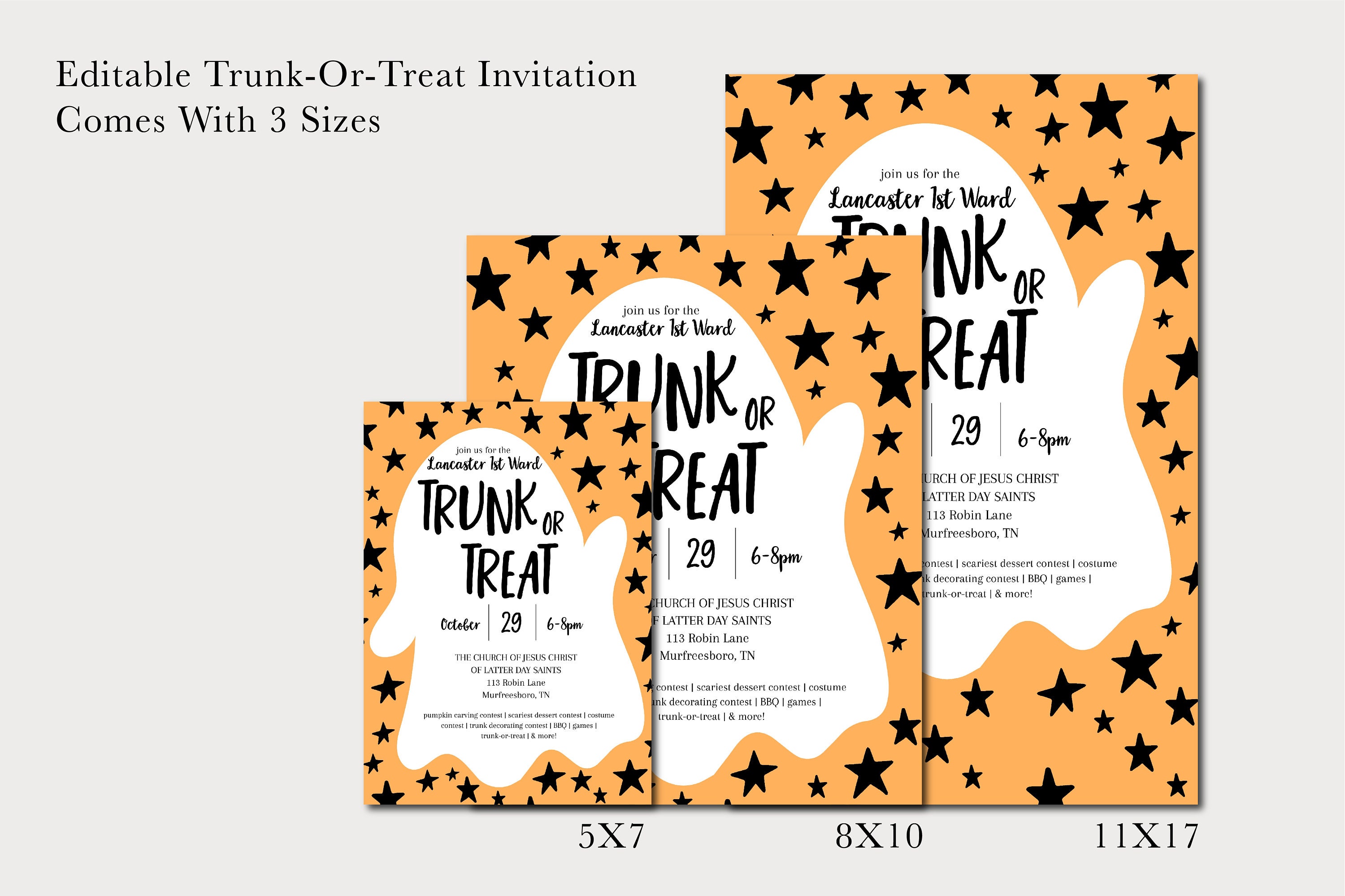 Trunk or Treat Invitation Instant Download | Editable Halloween Trunk ...