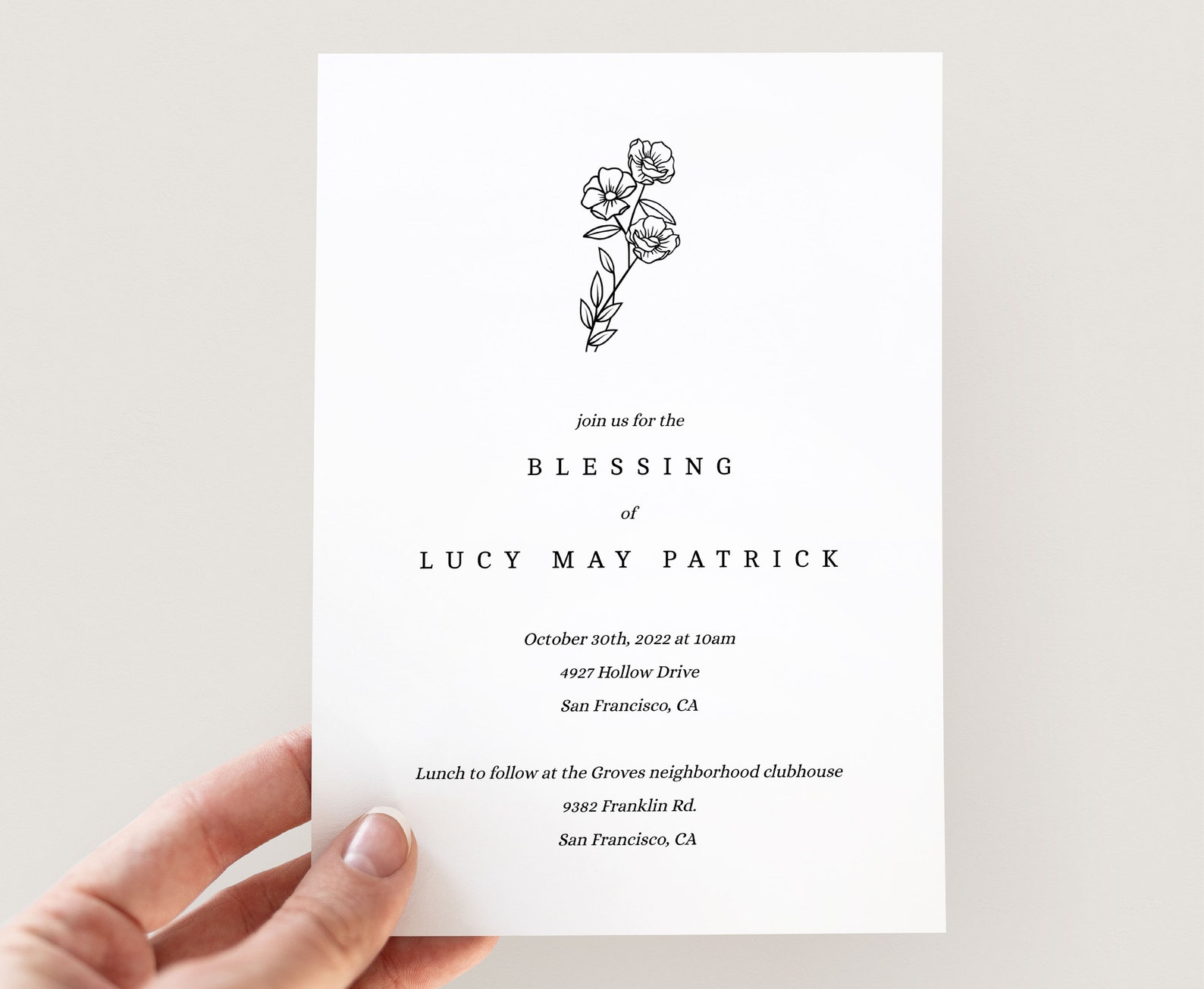 LDS Baby Blessing Invitation Template | Blessing Ceremony Invitation ...