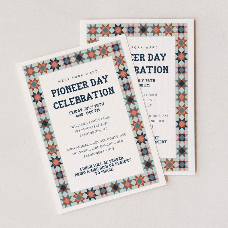Editable LDS Pioneer Day Celebration Invitation, Pioneer Day Trek ...