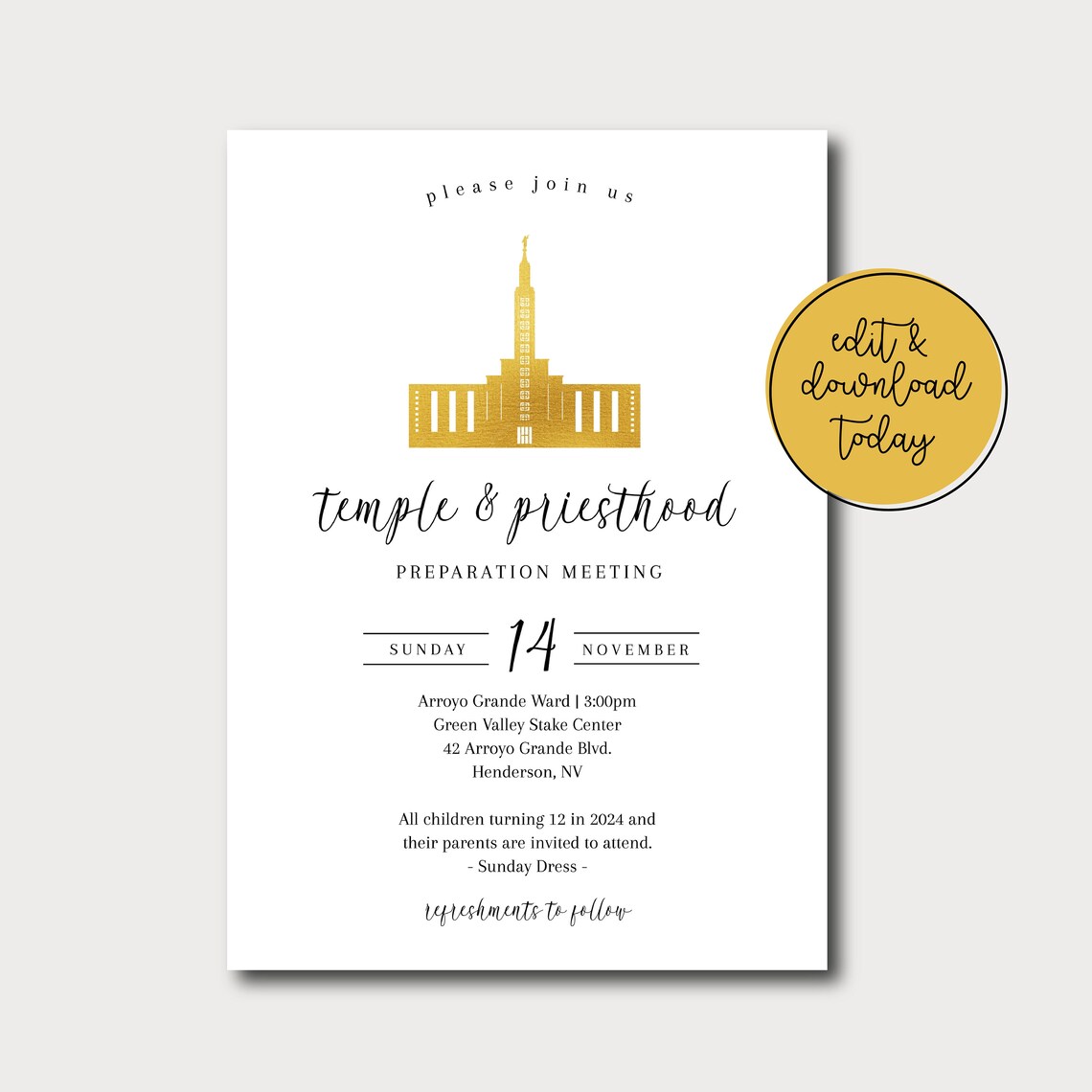Los Angeles, CA LDS Temple and Priesthood Preview Invitation | LDS ...