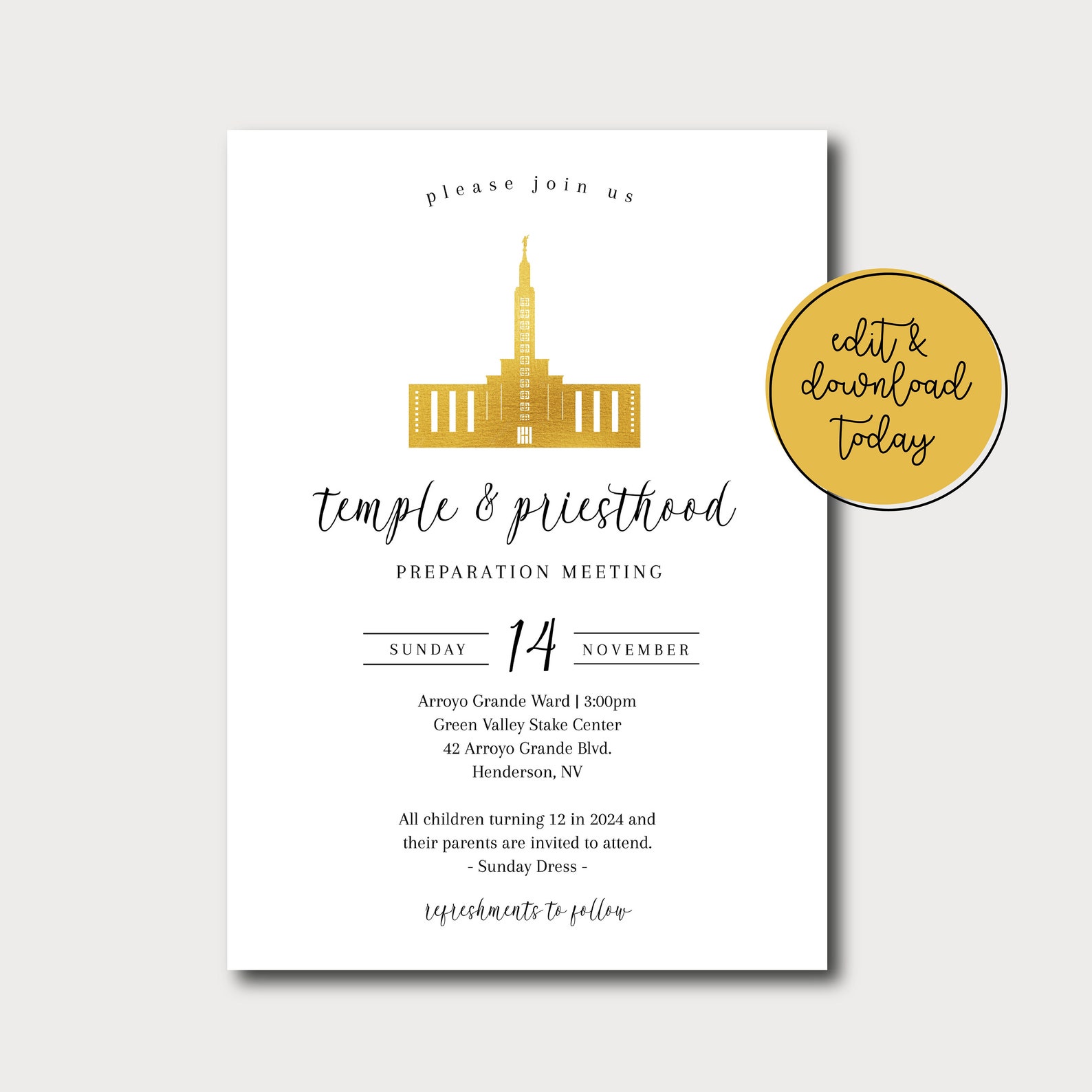 Los Angeles, CA LDS Temple and Priesthood Preview Invitation | LDS ...