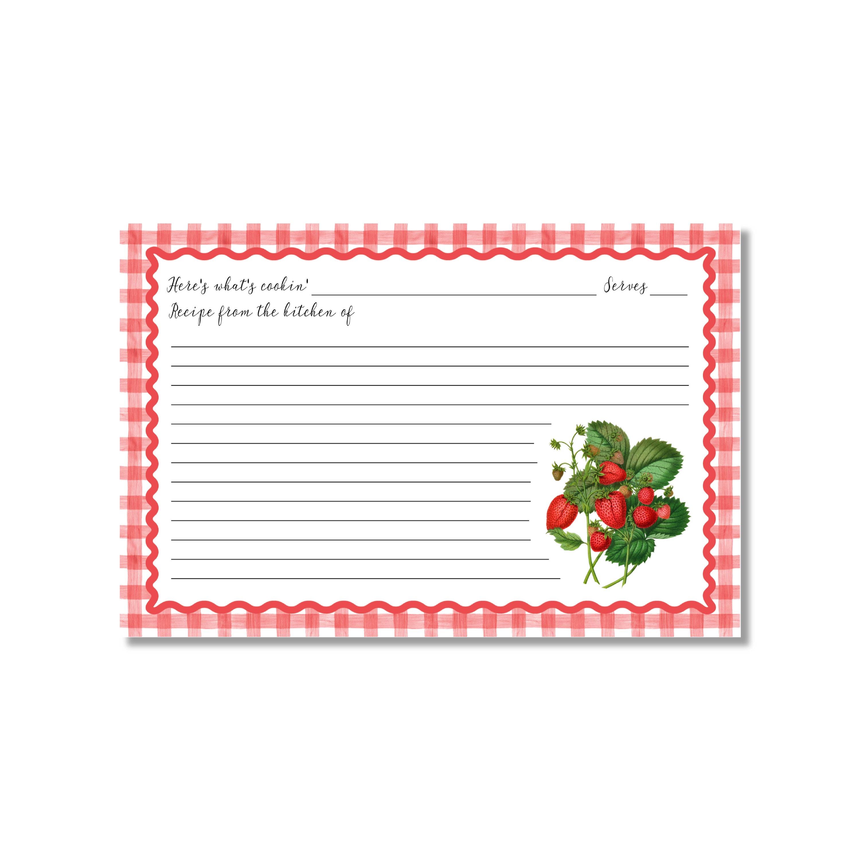 Vintage Recipe Cards Blank | Printable Retro Kitchen Gift for Christmas ...