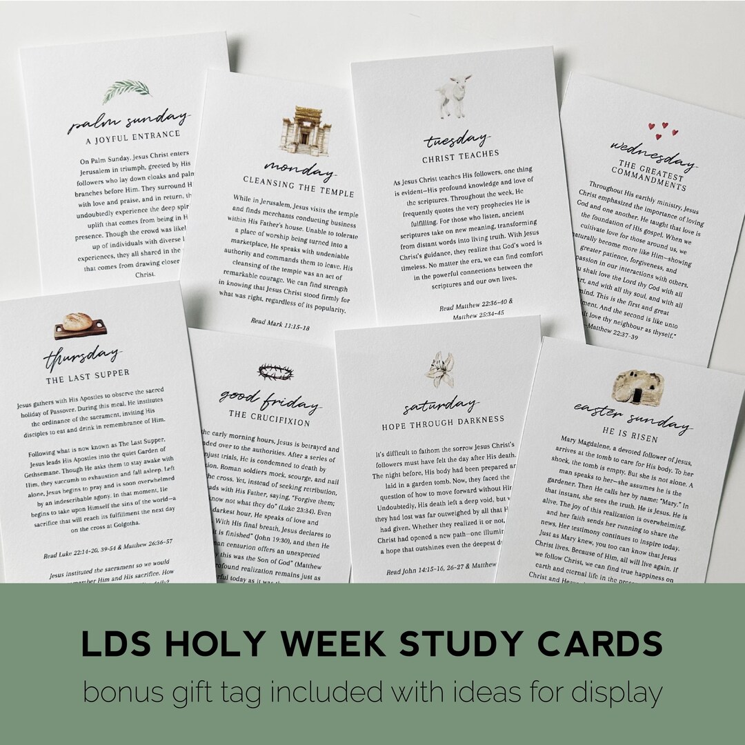 LDS Holy Week Study Card Set Printable Easter Story Advent Countdown ...