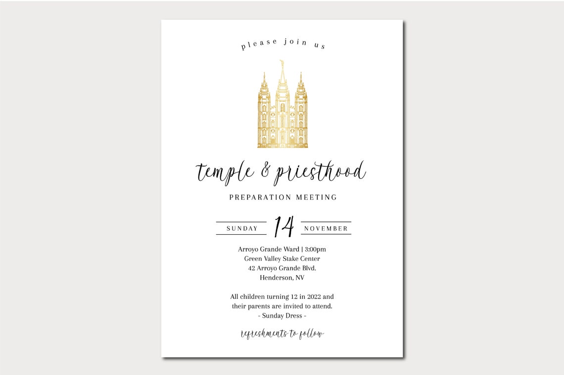 Temple and Priesthood Preview Invitation | LDS Temple & Priesthood ...