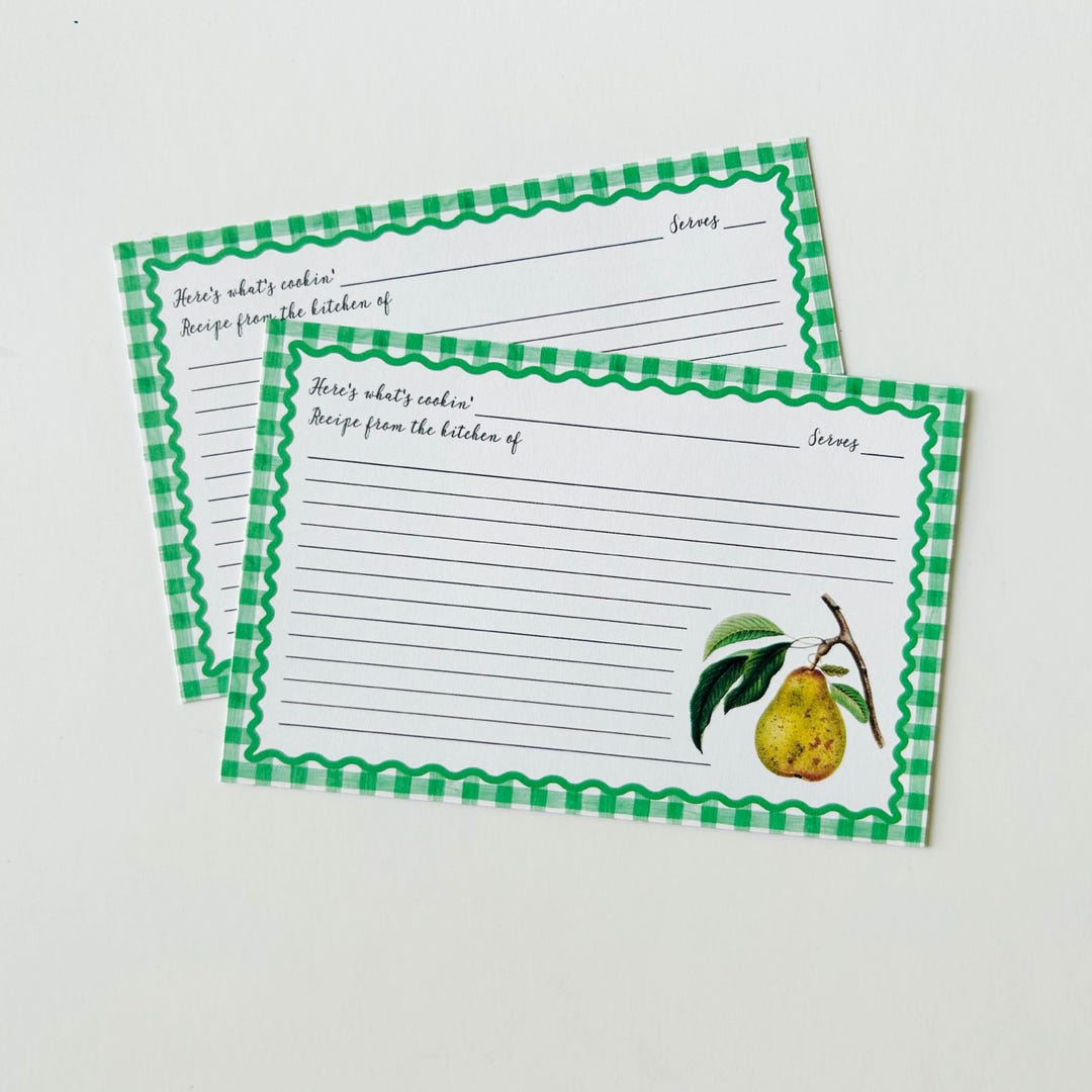 Pear Printable Vintage Floral Retro Recipe Cards 4x6 PDF Retro Kitchen ...