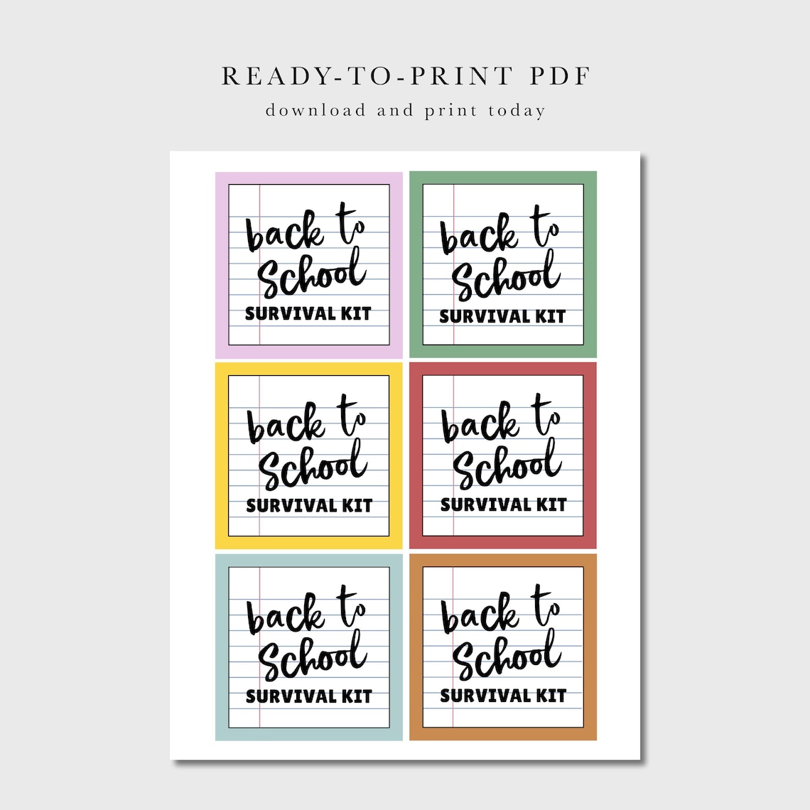 Back to School Survival Kit Printable Tag for Teacher, First Day of ...