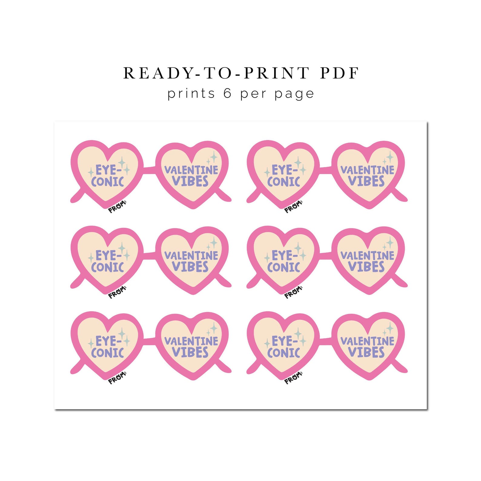 Heart Sunglasses Valentine's Day Card, Classroom Valentine Printable ...