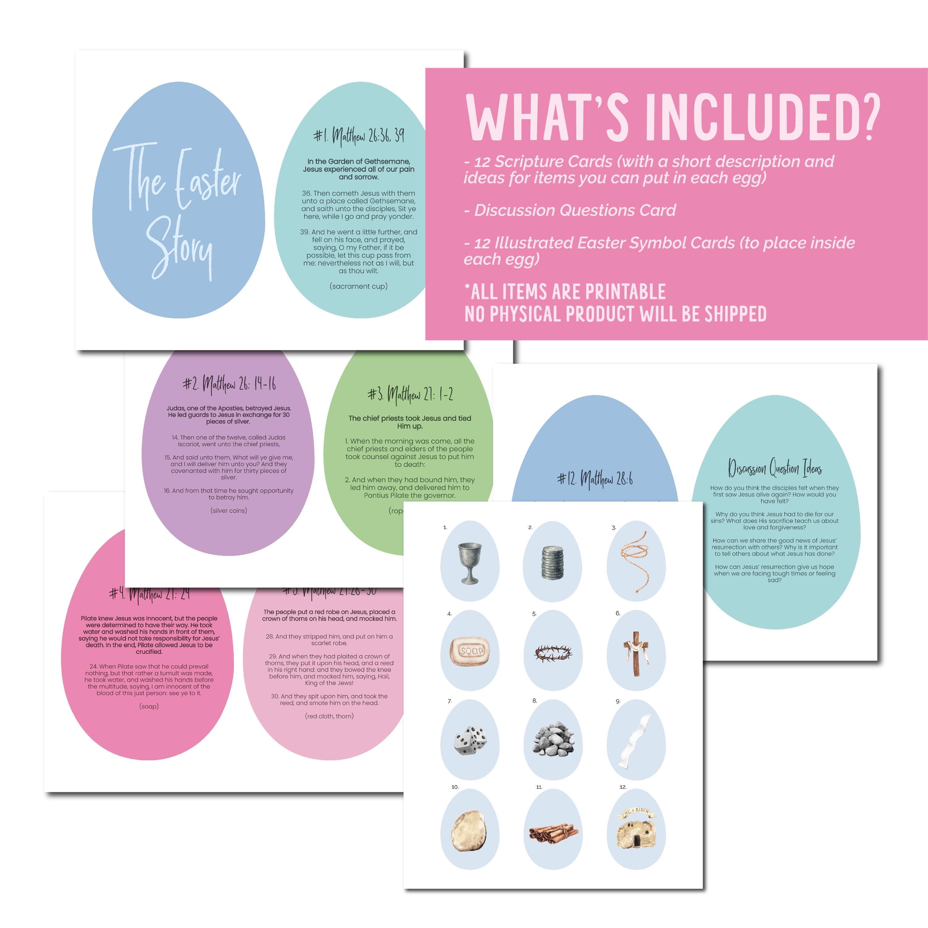 Resurrection Eggs Printable Church Lesson Easter Story Egg Hunt LDS ...